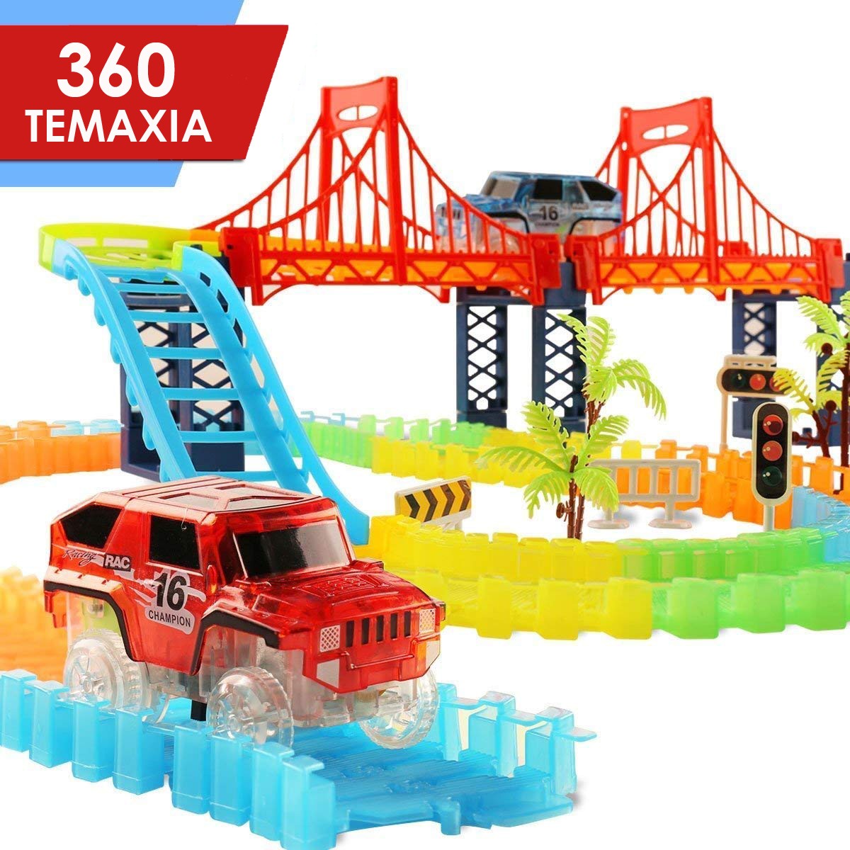 Αυτοκινητόδρομος 360 Τεμαχίων και 1 Αυτοκινητάκι με Φωτισμό LED- Magic ...